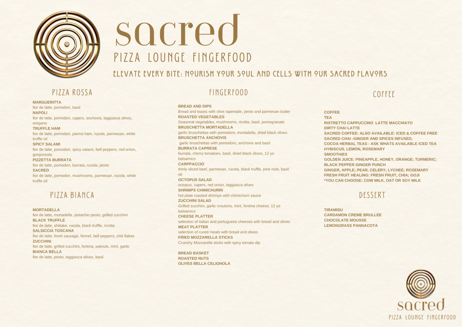 MENU – Sacred Peniche